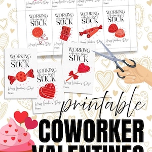 Coworker Valentine Gift Tags, Work Valentine Treat Bag Tags, Office ...