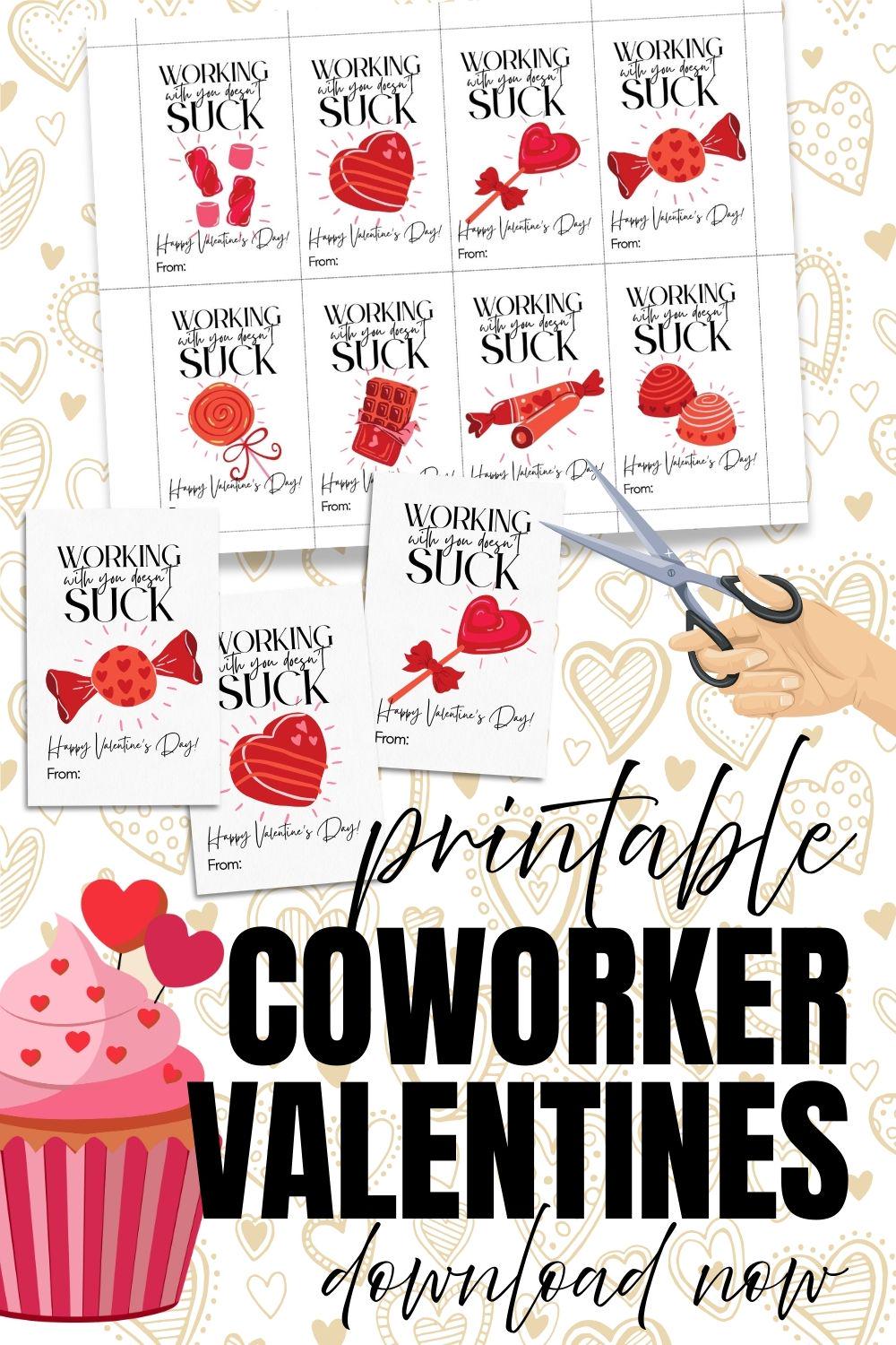 Coworker Valentine Gift Tags, Work Valentine Treat Bag Tags, Office ...