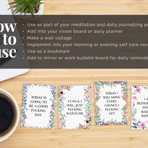 Printable Affirmation Cards With Swears, Badass Affirmation Card Deck ...
