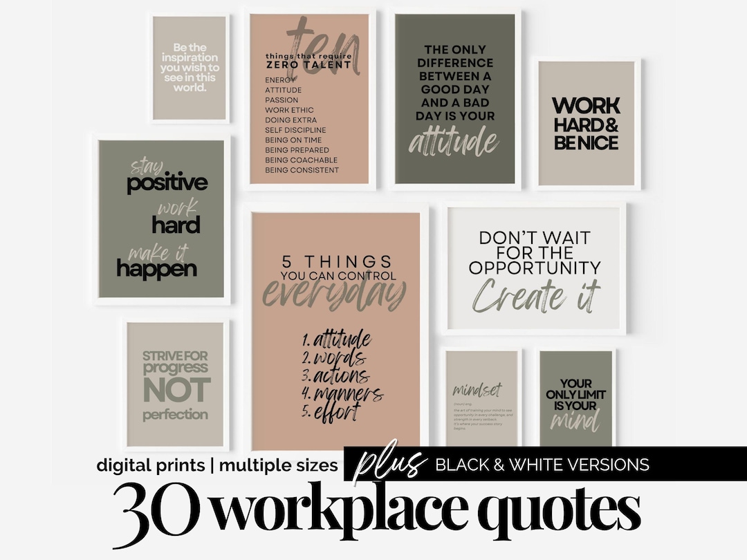 Earth Tone Office Wall Art Set Teamwork Gallery Quote Bundle ...