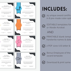 Employee Appreciation Award Certificates Employee Recognition Award ...