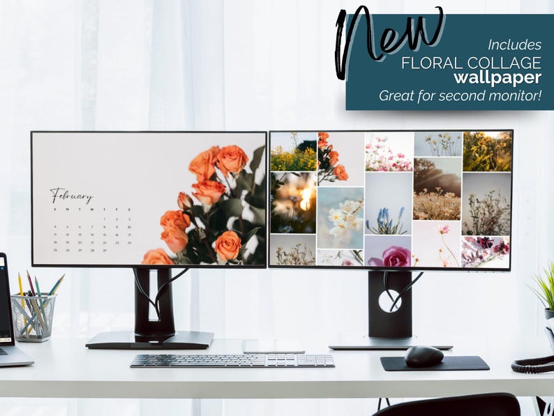 Floral Desktop Monthly Calendar 2026 Desktop Wallpaper and Icon Pack ...