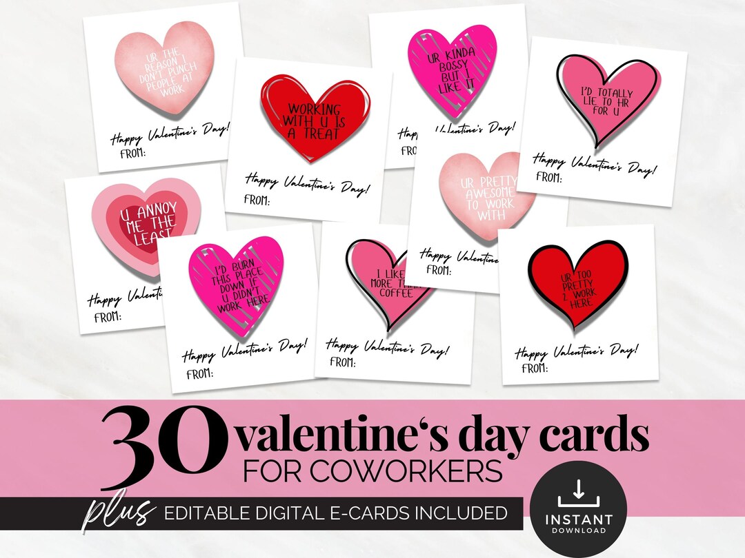Valentine Cards for Coworkers Printable Valentines Day Cards for ...