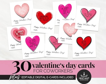 Pink Valentine Cards for Coworkers Printable Valentines Day Cards for ...