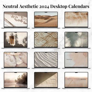 Neutral Desktop Wallpaper, Desktop 2024 Wallpaper, Monthly Calendar ...
