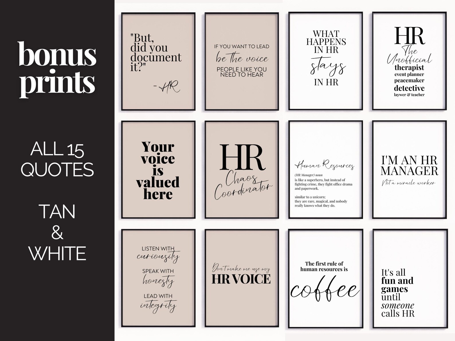 Human Resources Office Decor Bundle HR Office Wall Art for Women Funny ...