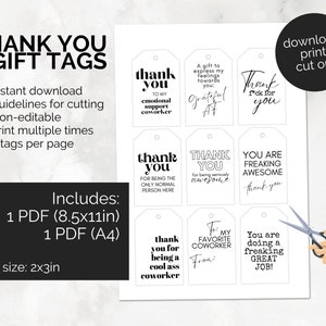Coworker Appreciation Gift Tags Thank You Tag Work Friend Gift Funny ...