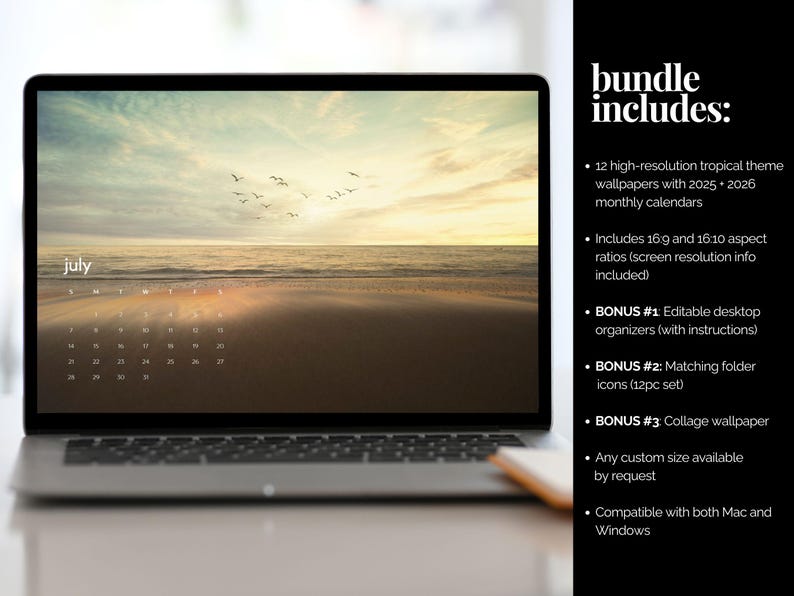 Desktop Background 2026 Calendar, Ocean Screen Background, Beach Theme ...