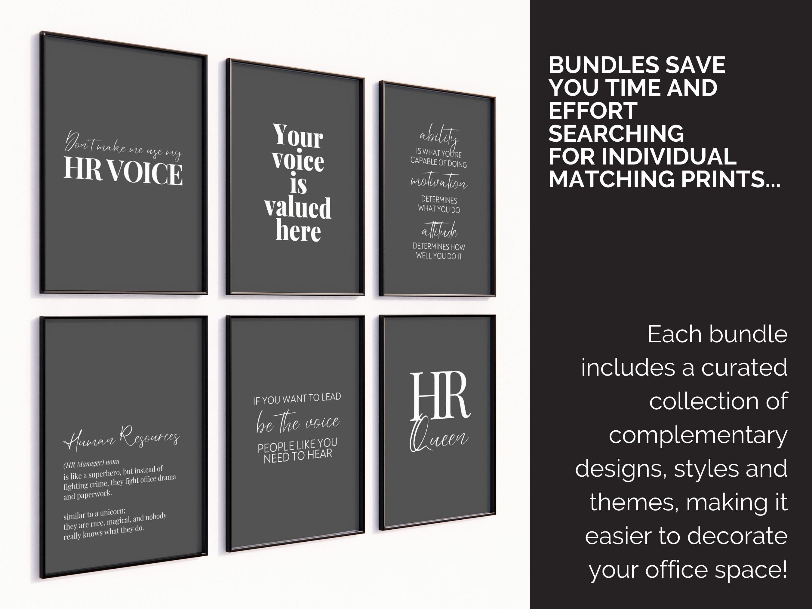 Human Resources Office Decor Bundle HR Office Wall Art for Women Funny ...