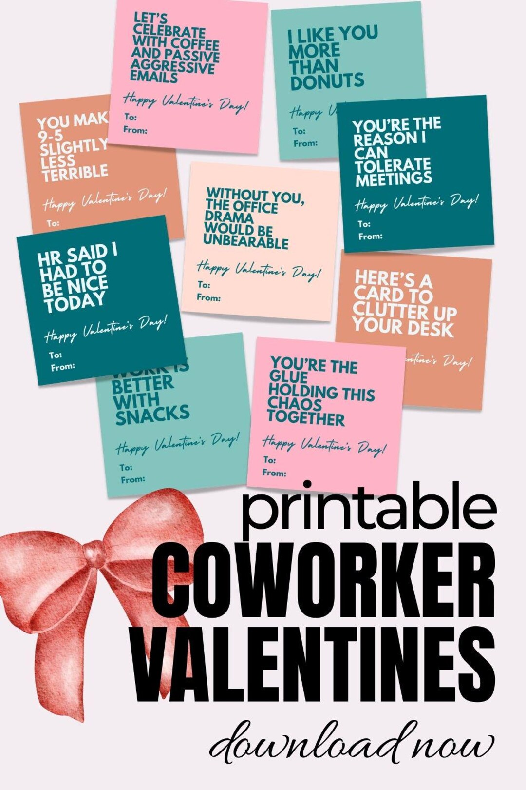 Coworker Valentine Day Cards for Work Staff Party, Cute Valentine Cards ...