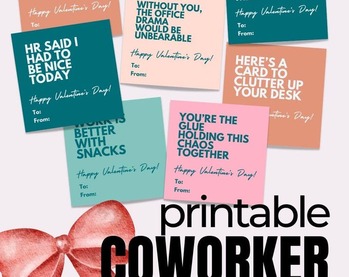 Coworker Valentine Day Cards for Work Staff Party, Cute Valentine Cards ...