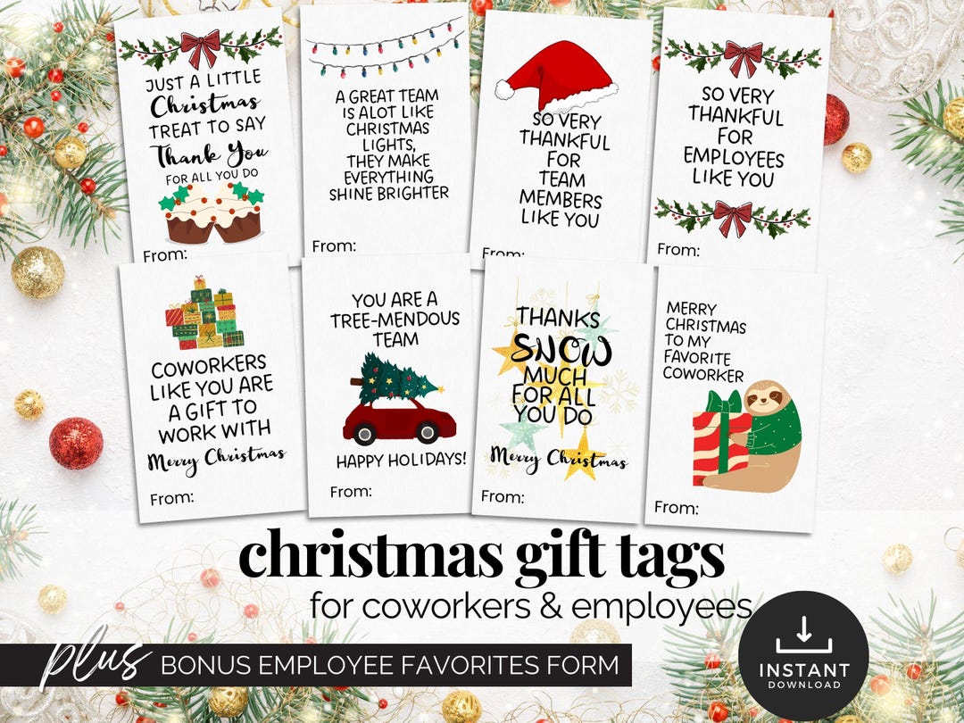 Christmas Gift Tags for Colleagues Employee Holiday Gift Cards ...