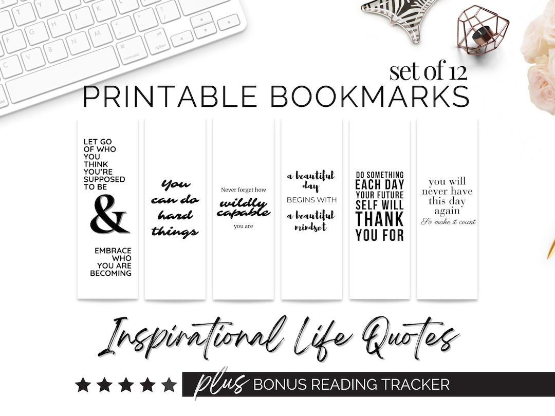 Printable Bookmarks With Inspirational Quote, Motivational Quote ...