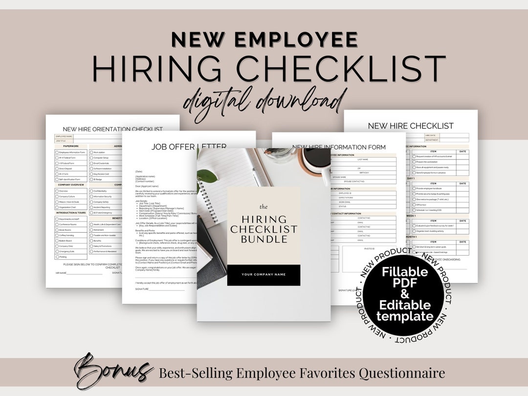 New Employee Checklist, Employee Onboarding Template, Printable HR ...