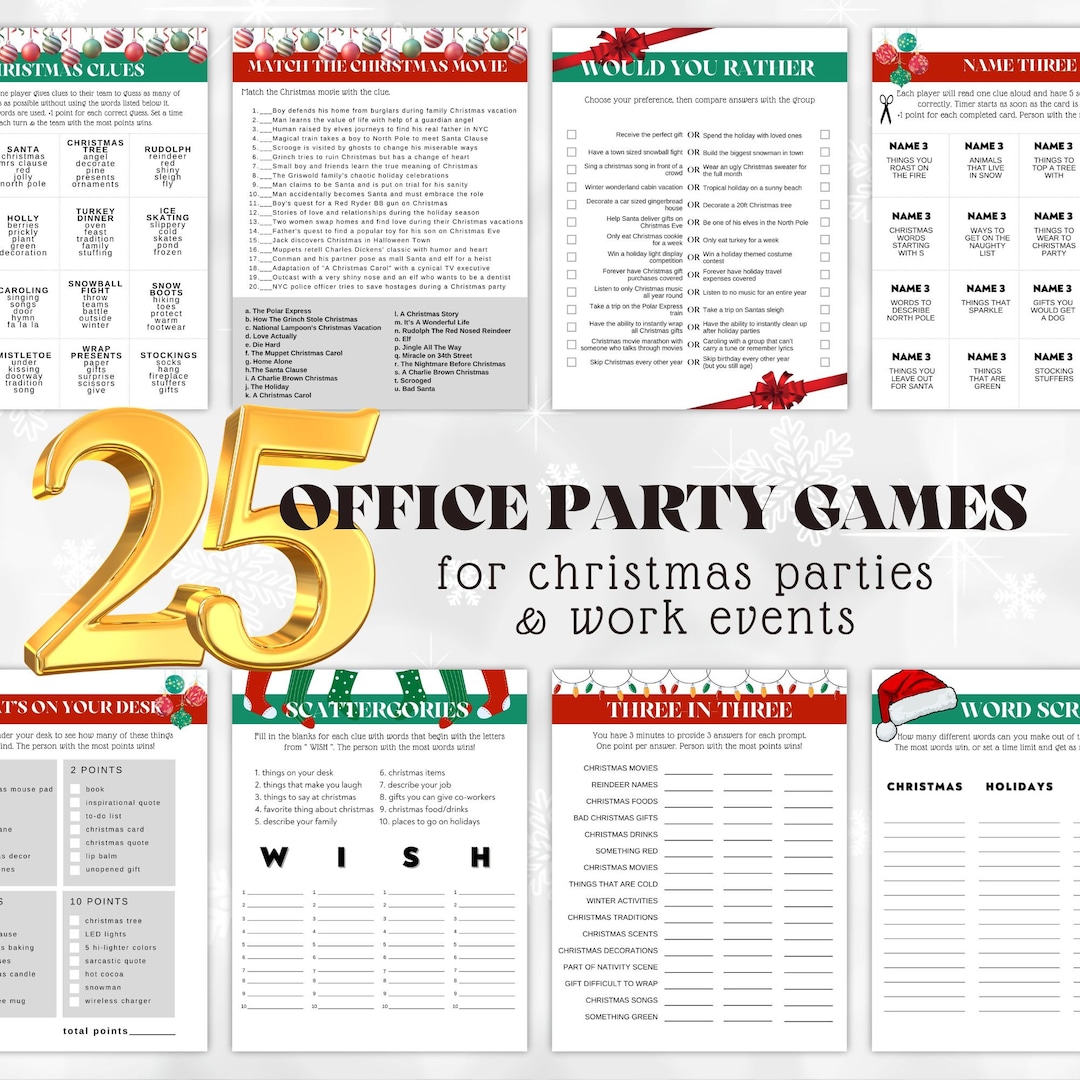 Christmas Staff Party Game for Office Xmas Games Bundle for Work Party ...