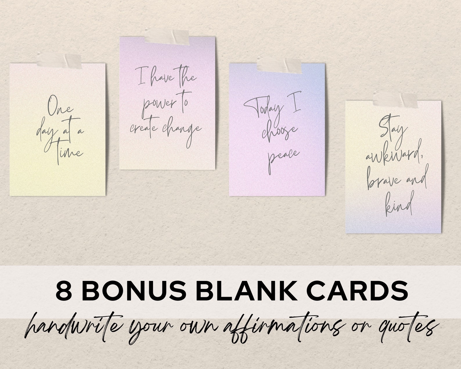 Gradient Affirmation Cards Printable Set of 96 Inspirational - Etsy