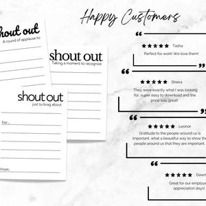 Employee Shout Out Cards Staff Shout Out Form Employee Appreciation ...