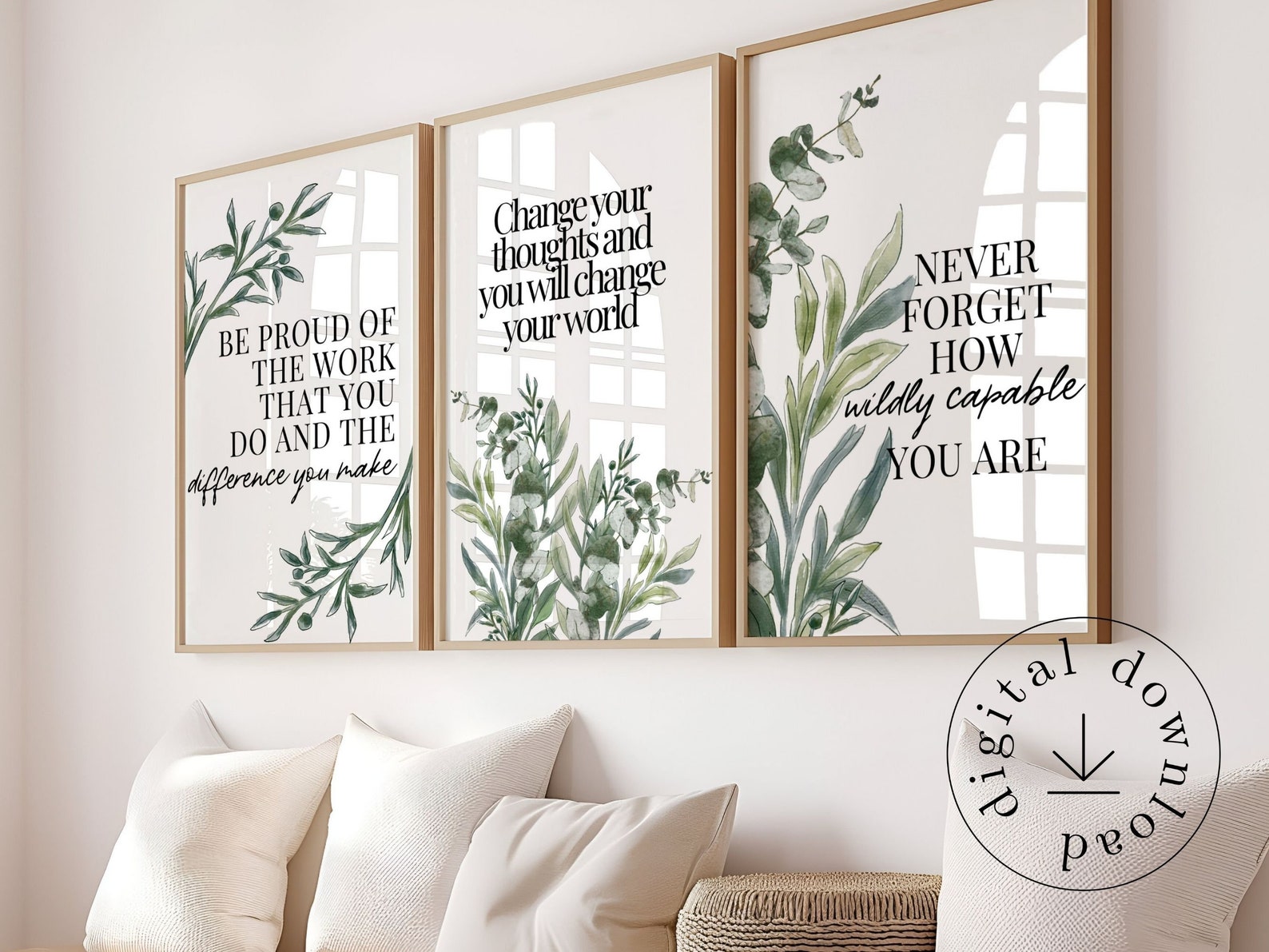 Botanical Art Prints Set of 6, Inspirational Home Office Decor ...
