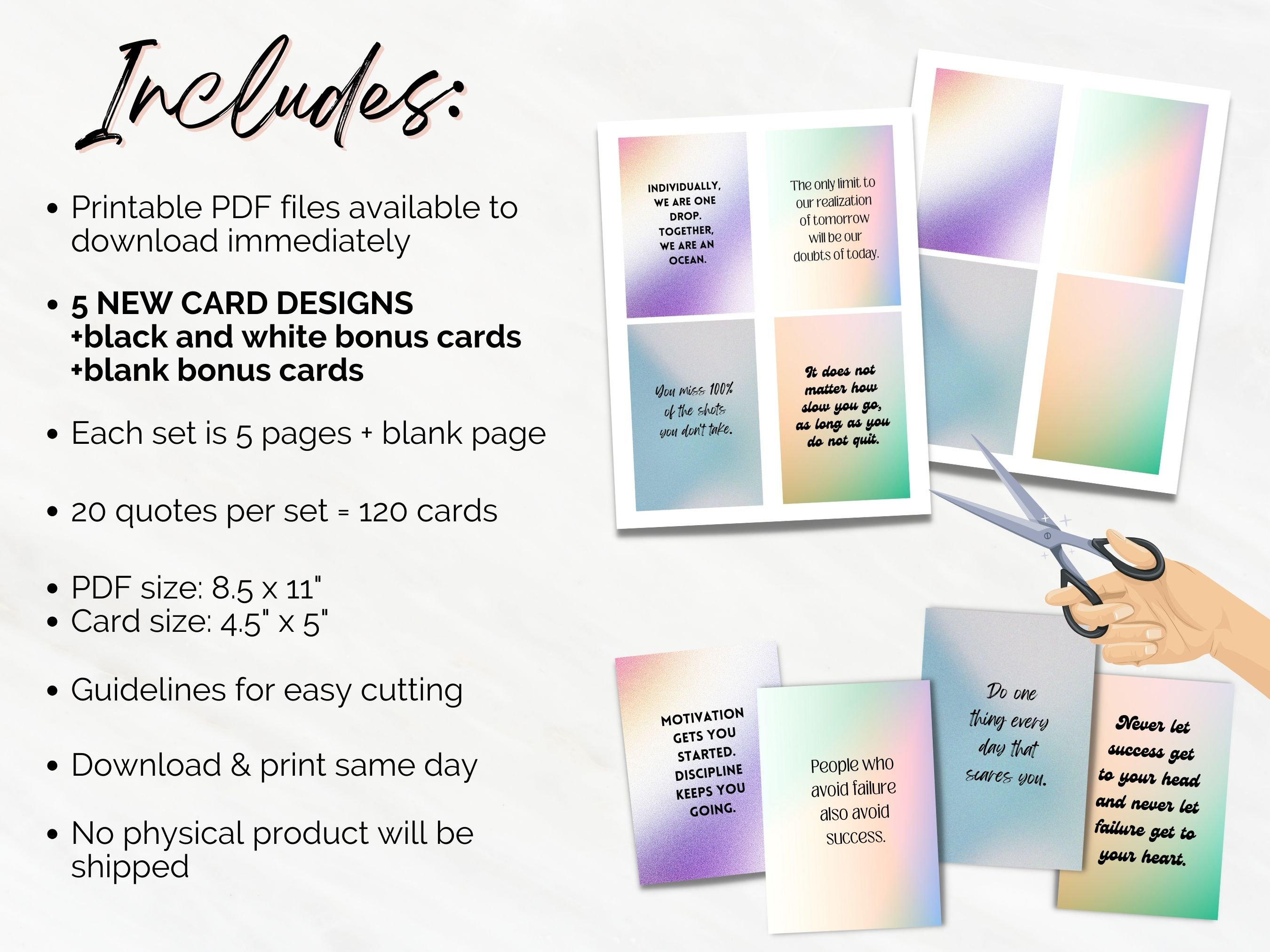 Team Appreciation Gift Cards, Printable Positive Quote Cards, Colleague ...