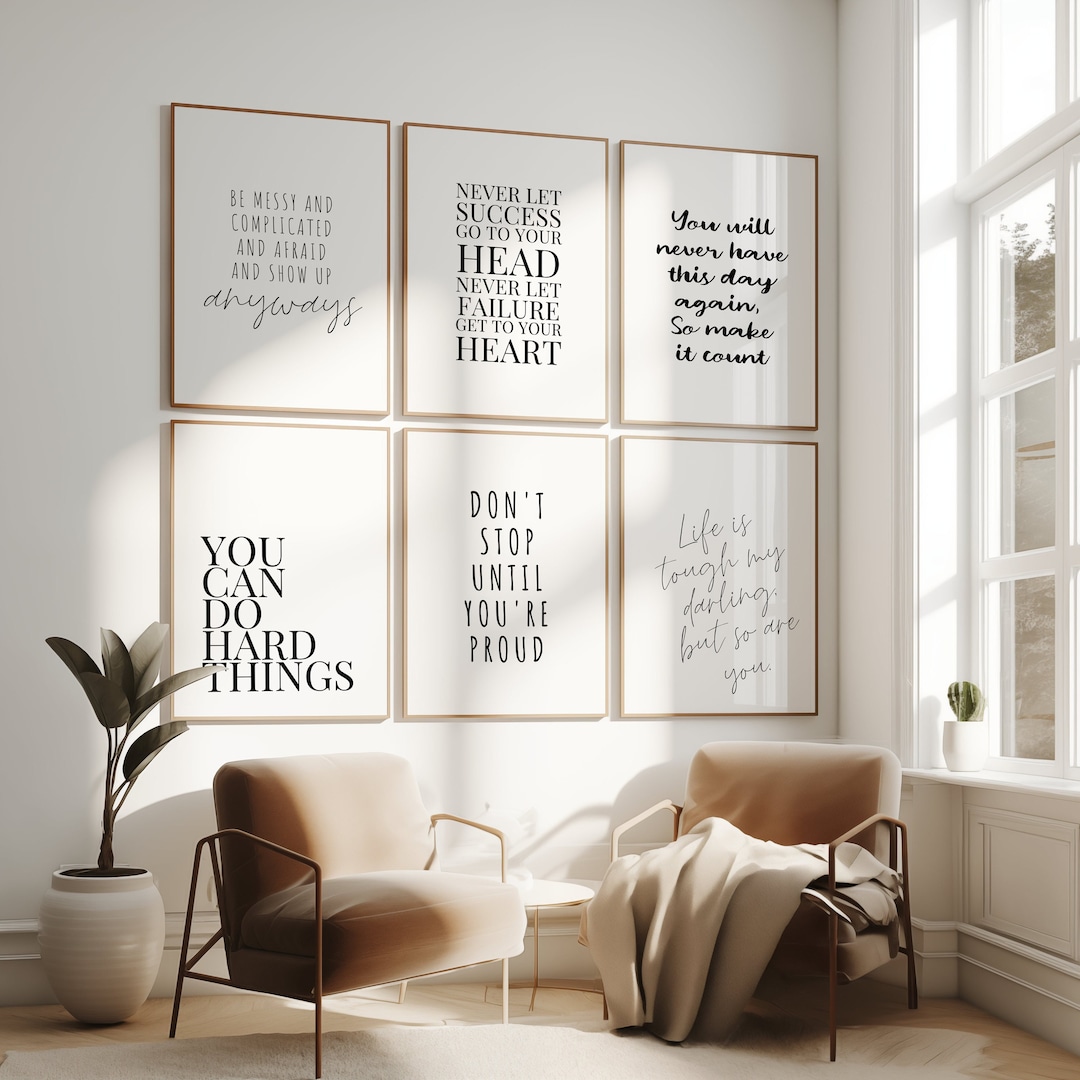 Inspirational Wall Art for Women Quotes About Life Gallery Wall Set of ...