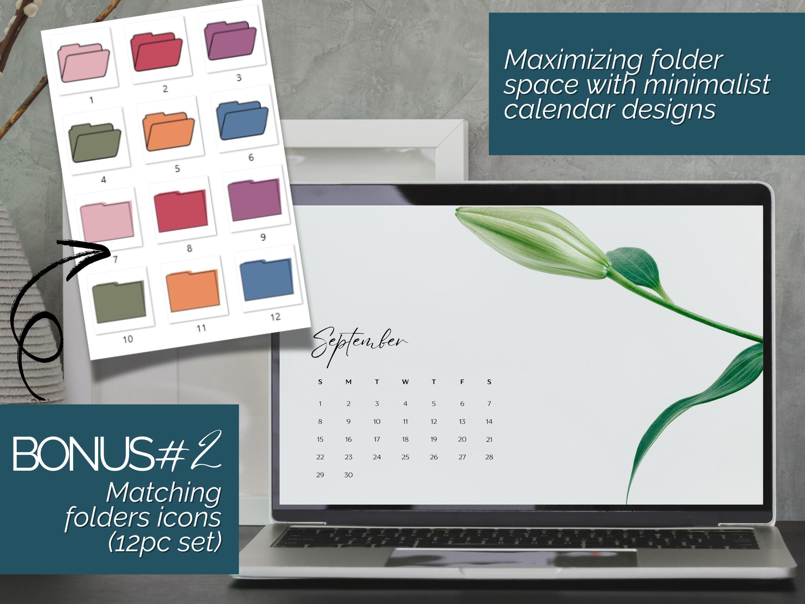 Floral Desktop Monthly Calendar 2026 Desktop Wallpaper and Icon Pack ...