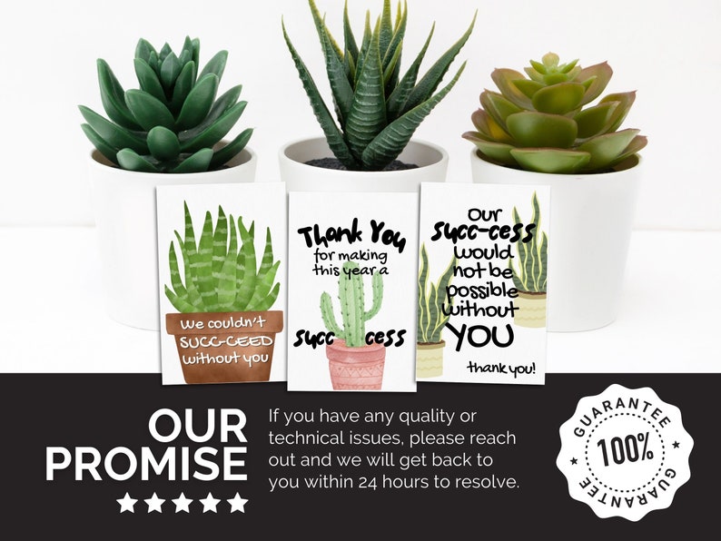 Succulent Gift Tags for Team Appreciation Gift Staff Thank You Card ...