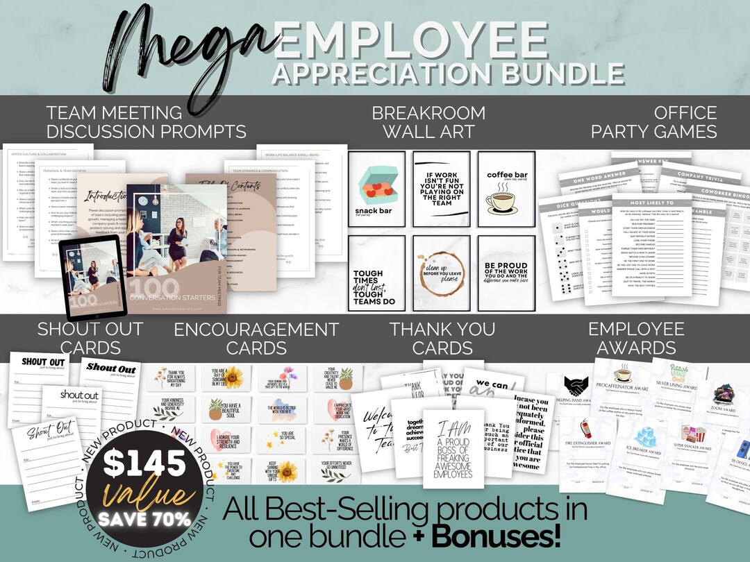 Employee Appreciation Printables Bundle Staff Award - Etsy