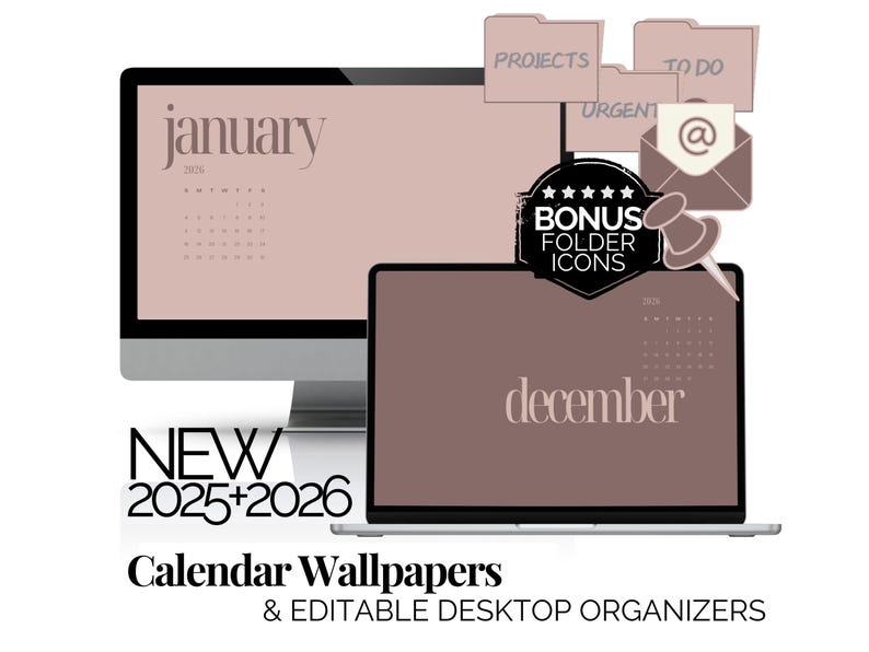 Neutral Desktop Wallpaper Monthly Calendar 2026 Digital Desktop ...