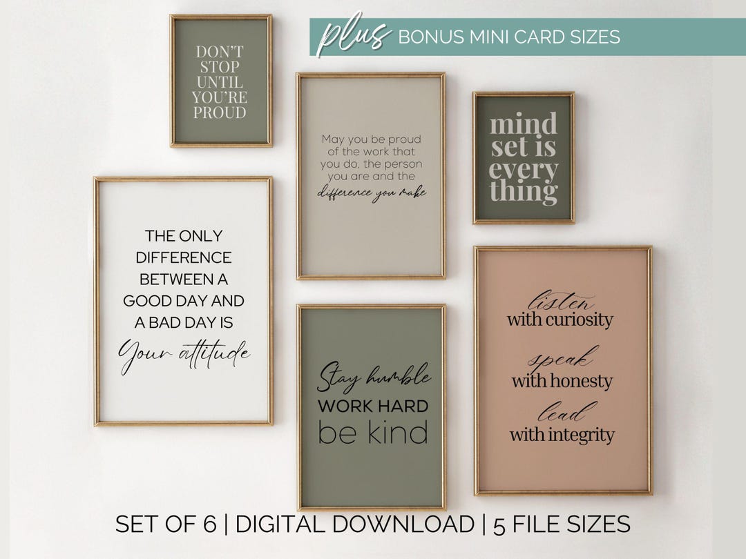 Earth Tone Wall Art for Office, Workplace Motivation Quotes, Breakroom ...