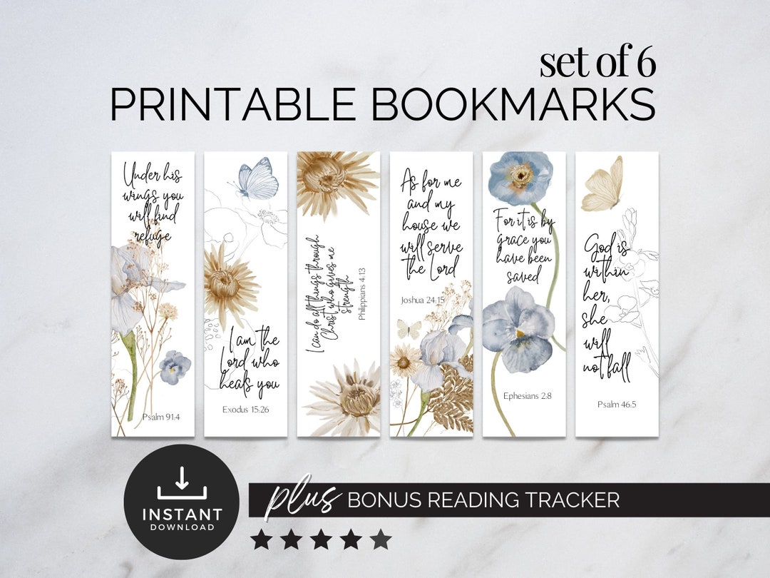 Christian Bookmark Set Bible Verses Digital Bookmark Bundle Scripture ...