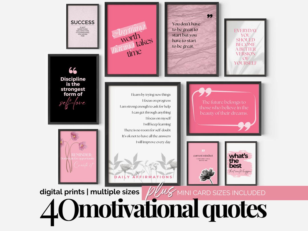 Printable Pink Wall Art, Women’s Office Decor, Motivational Pink ...