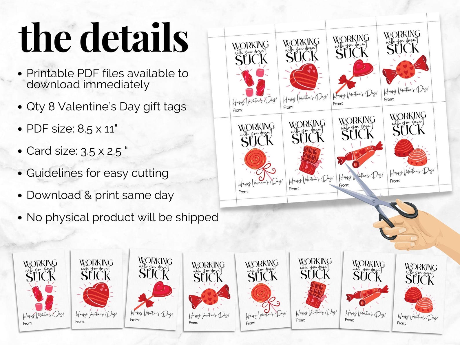 Coworker Valentine Gift Tags, Work Valentine Treat Bag Tags, Office ...