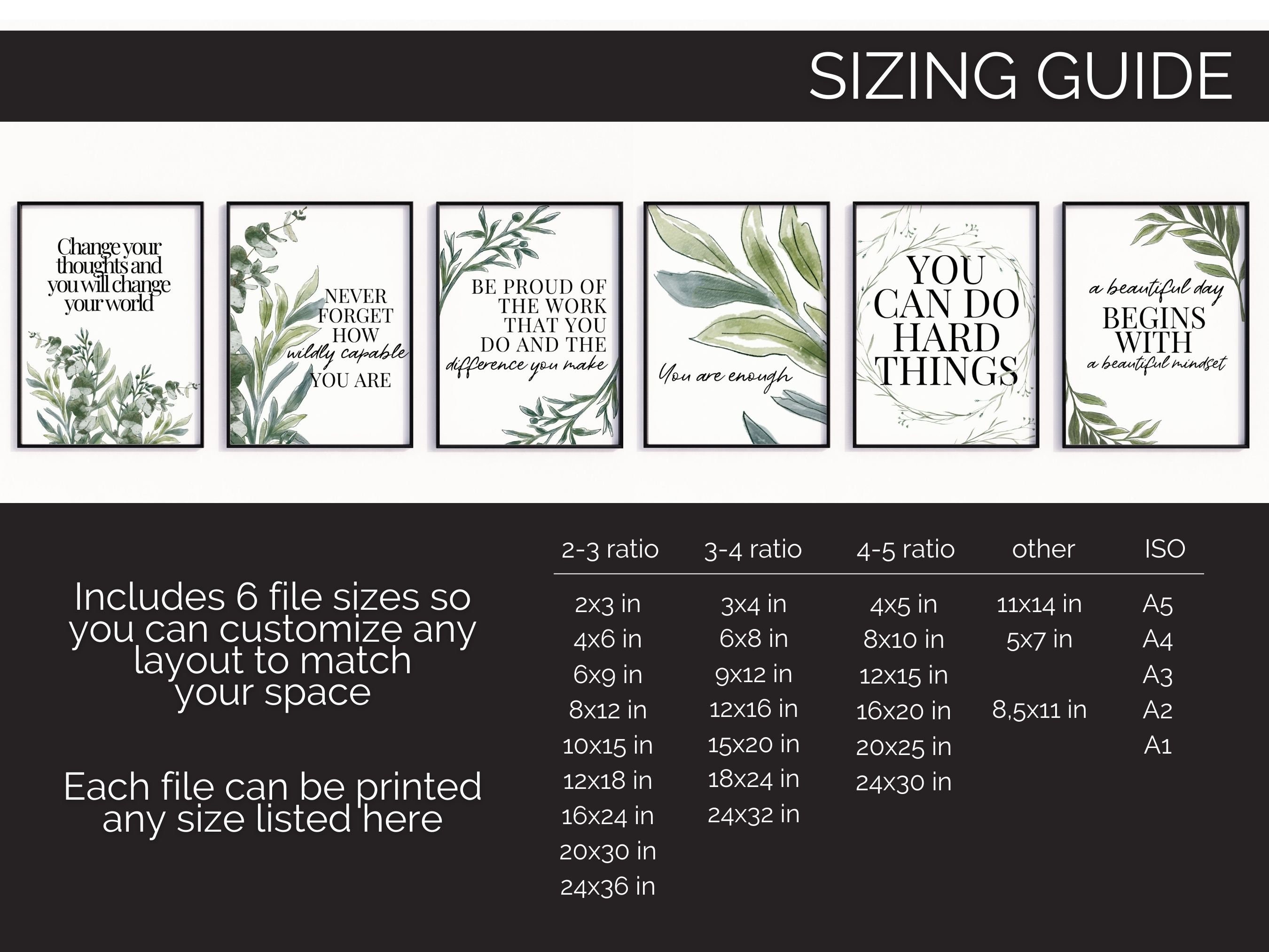 Botanical Art Prints Set of 6, Inspirational Home Office Decor ...