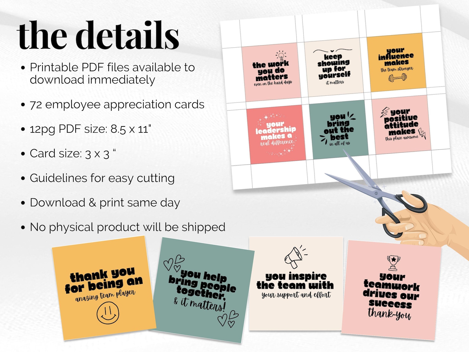 Employee Encouragement Quote Cards, Printable Team Thank You Cards ...