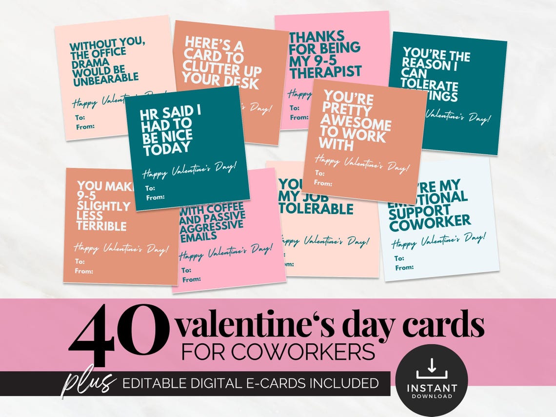 Neutral Valentine Day Cards for Work Staff Party Cute Valentine Cards ...