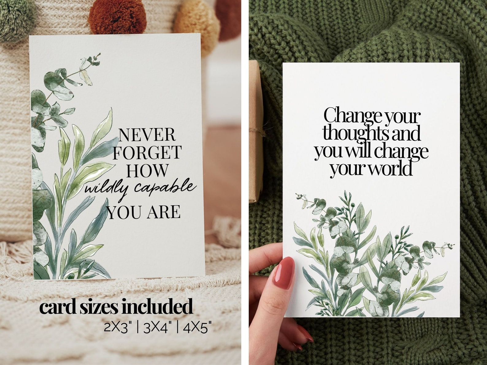 Office Wall Decor Set of 3 Prints, Green Watercolor Office Decor Women ...