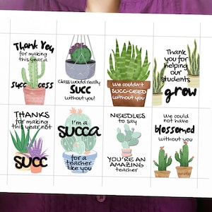 Succulent Gift Tag for Teacher Appreciation Gift Teacher Pun Thank You ...