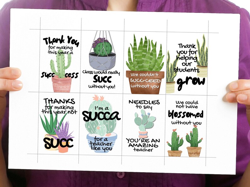 Succulent Gift Tag for Teacher Appreciation Gift Teacher Pun Thank You ...