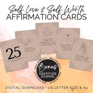 Self Love Affirmation Cards, Self Worth Affirmation Deck, Printable ...