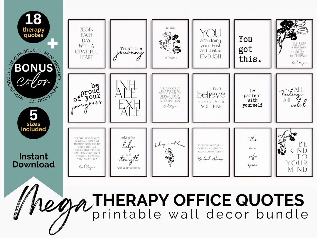 Encouragement Quotes for Counselling Office Decor, Therapy Wall Art Set ...