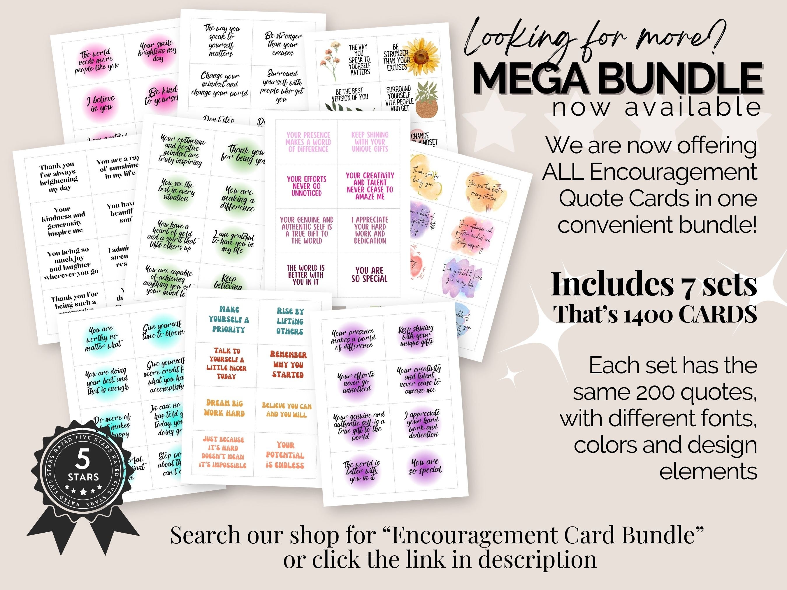 Notes of Encouragement Cards Inspirational Quote Cards Positive ...