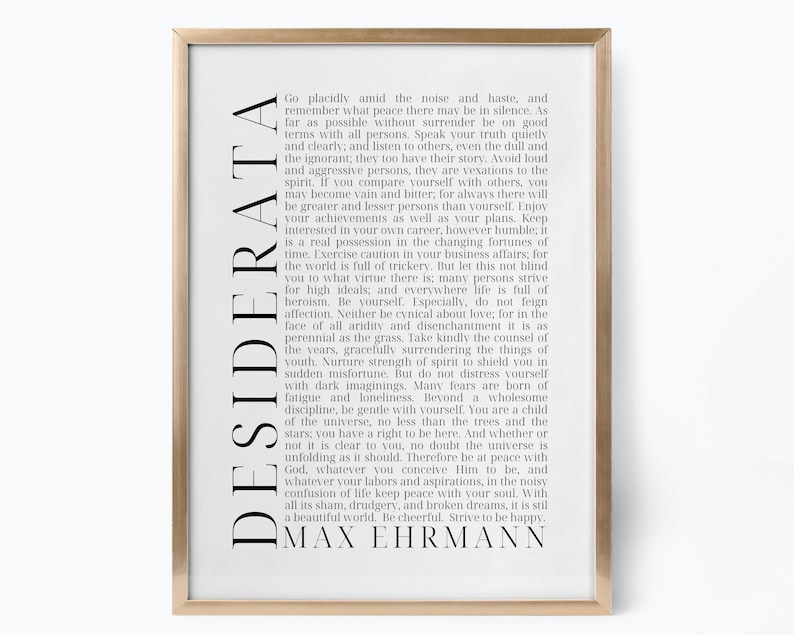 Desiderata Poem Print Max Ehrmann Quotes About Life Classic - Etsy