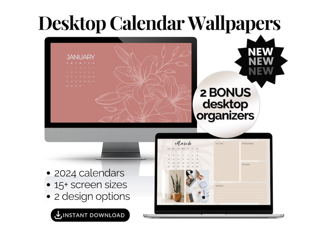 Desktop Monthly Calendar, PC Desktop Organizer, Computer Wallpaper ...