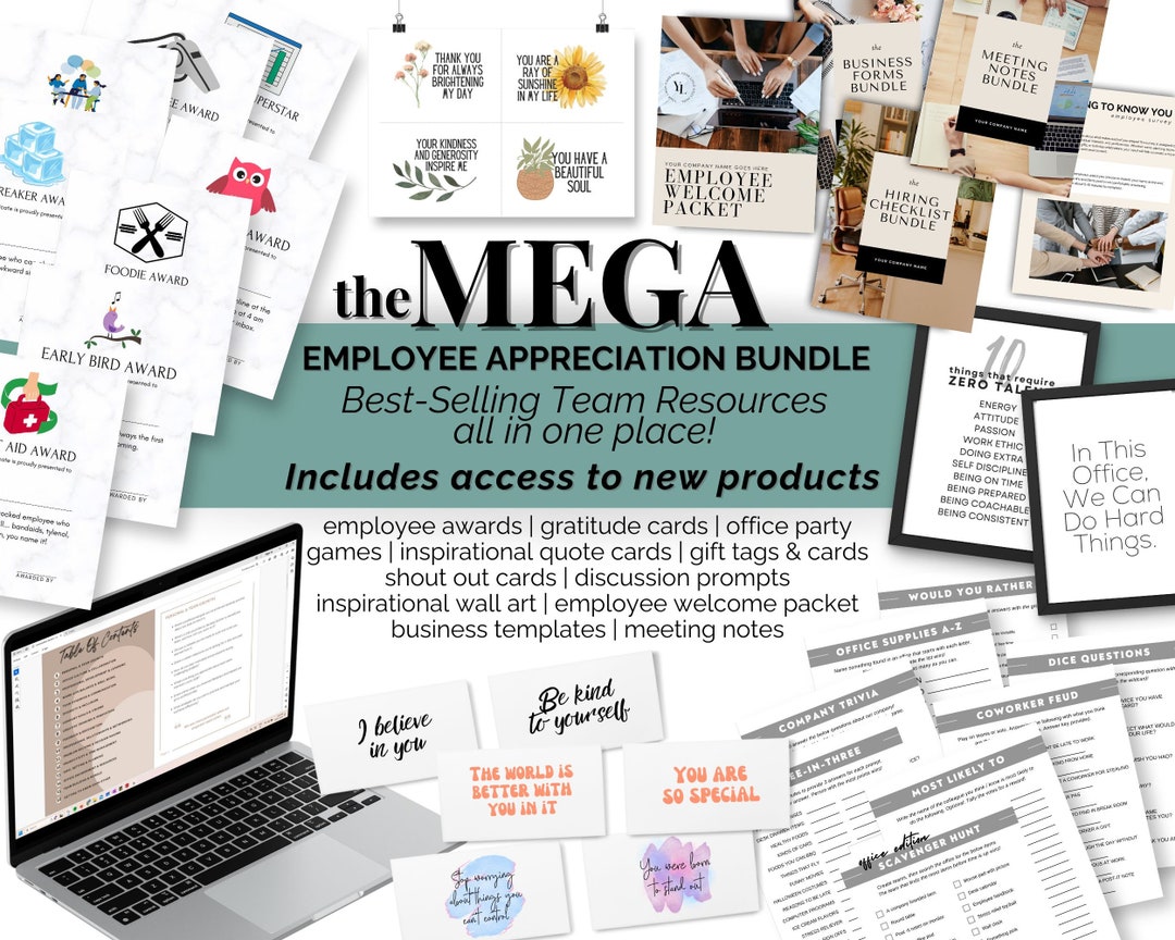 Employee Appreciation Printables Bundle, Staff Award Certificate ...