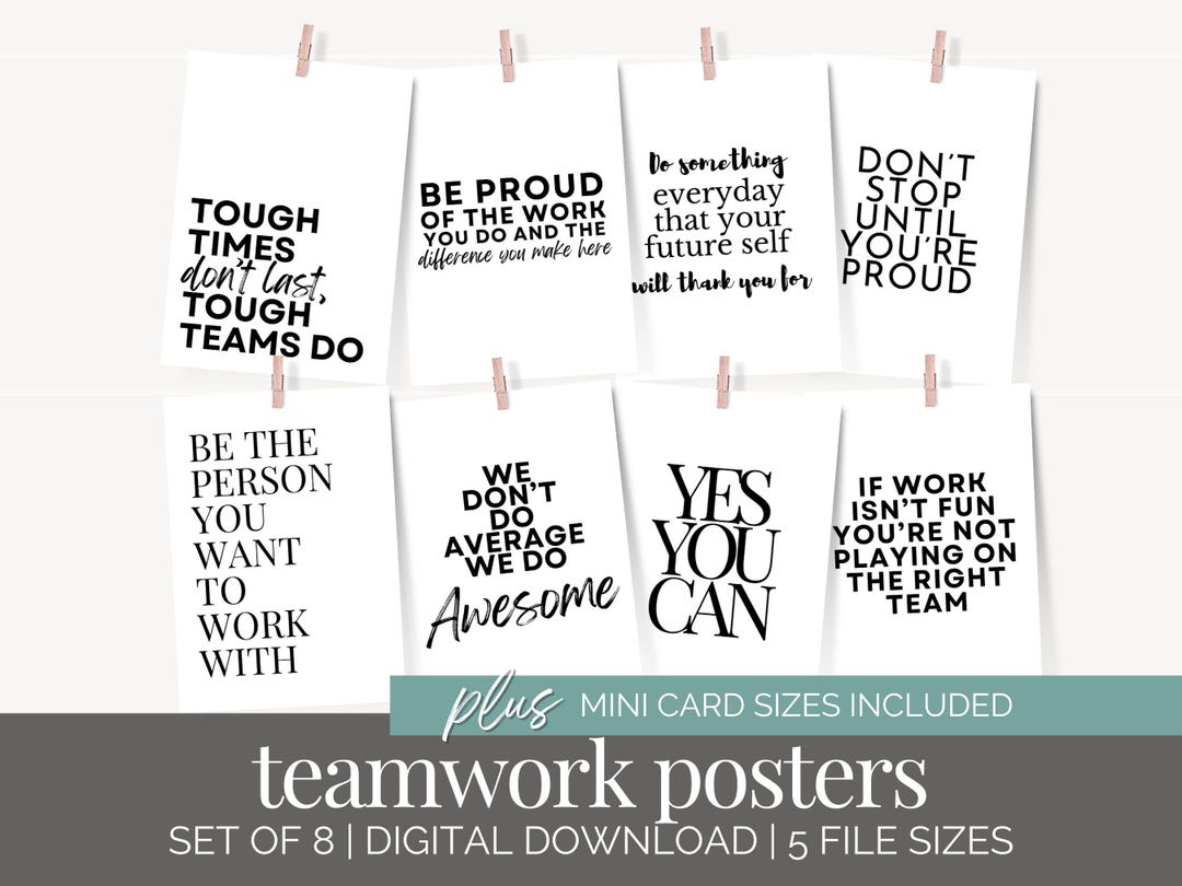 Office Quotes Decor Set Teamwork Wall Art Bundle Motivational Quote for ...