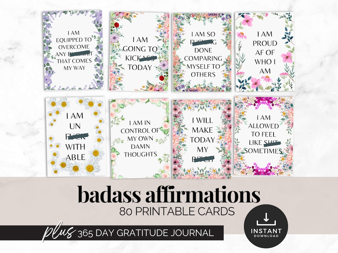 Swear Word Affirmation Cards, Floral Affirmation Cards for Confidence ...