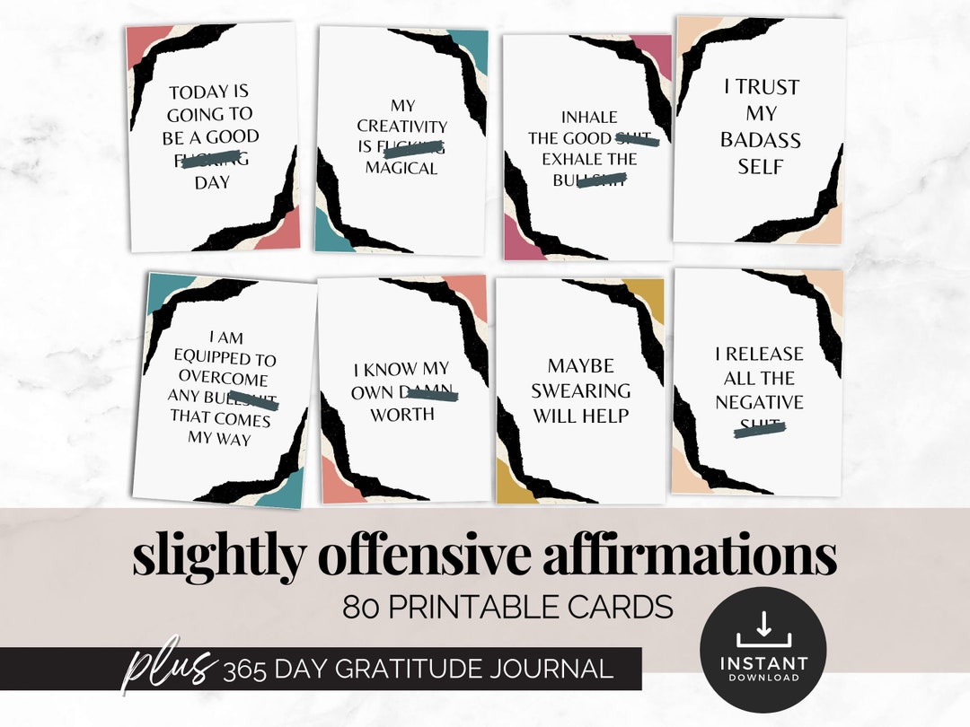 Badass Affirmation Cards Printable Funny Affirmation Card Set Mental ...