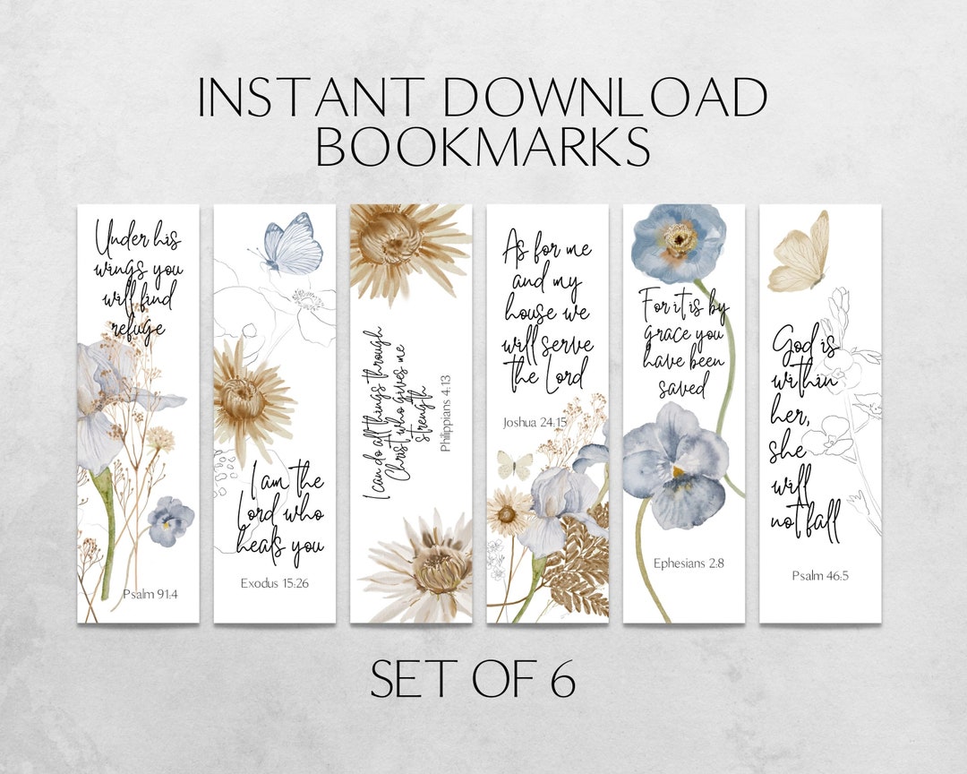 Christian Bookmark Set Bible Verses Digital Bookmark Bundle Scripture ...