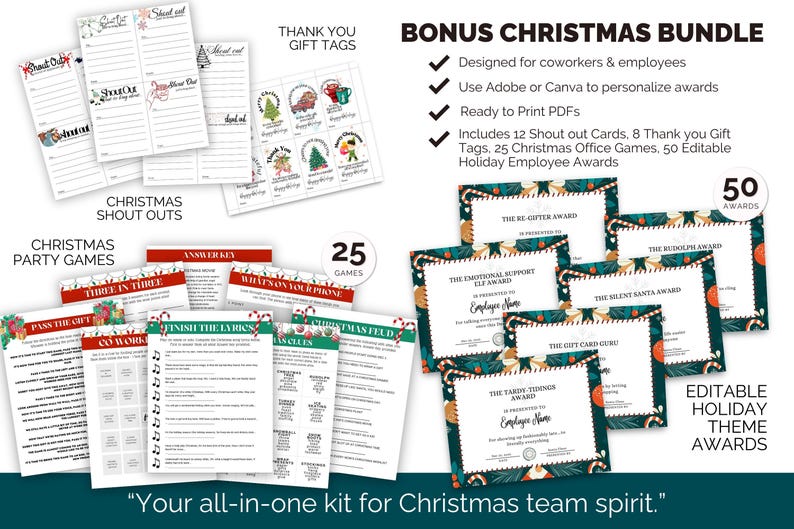 Employee Appreciation Bundle, Staff Appreciation Cards & Tags ...