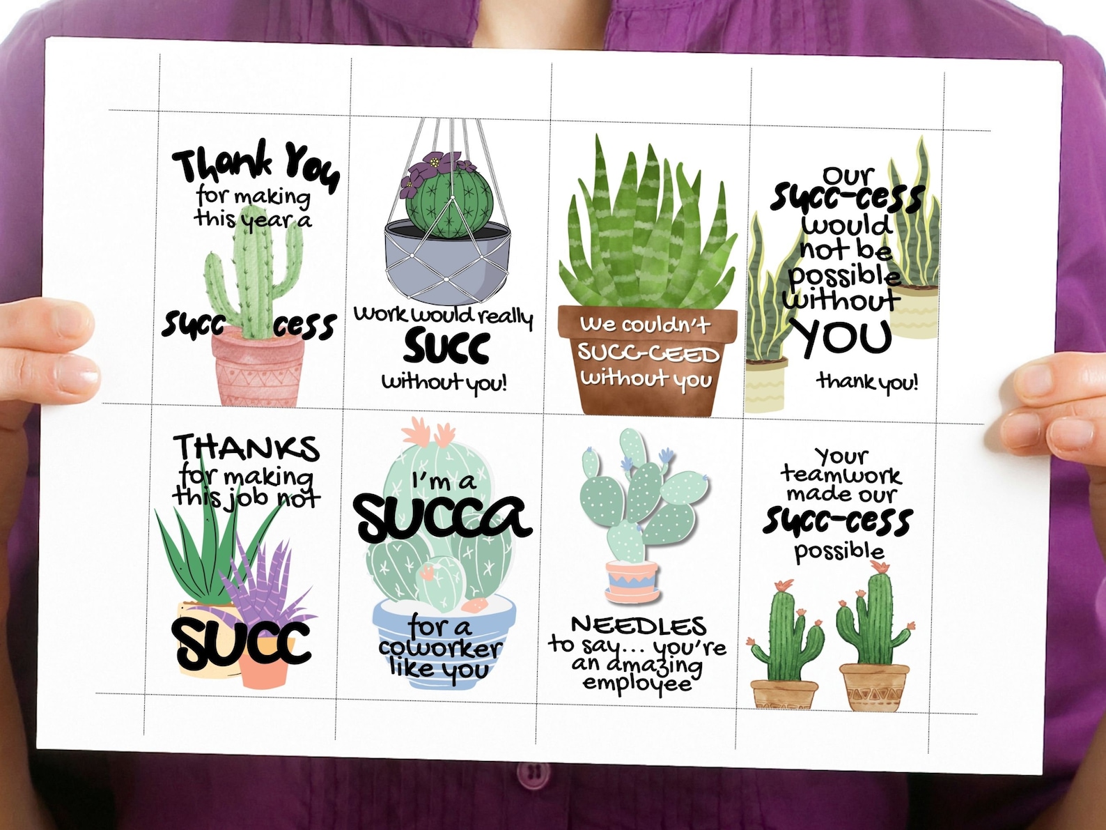 Succulent Gift Tags for Team Appreciation Gift Staff Thank You Card ...